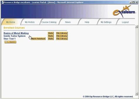 the excelearn learnit sm portal main screen