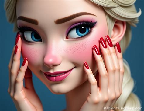 Elsas Close Up Smile With Long Red Nails Stable Diffusion Online