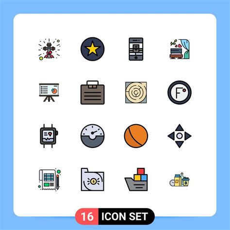 Set Of 16 Vector Flat Color Filled Lines On Grid For Analytics Wedding Arch Communications