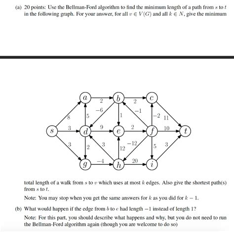 A 20 Points Use The Bellman Ford Algorithm To Find