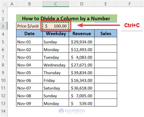 how to divide a column by a number in excel 3 quick methods