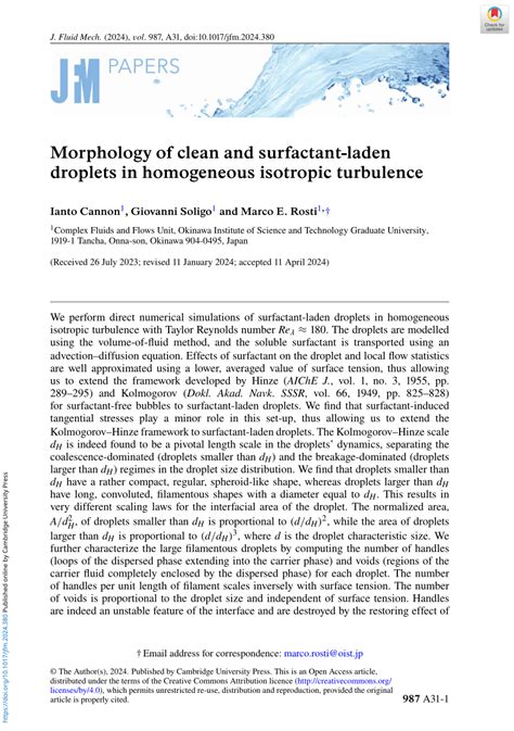 Pdf Morphology Of Clean And Surfactant Laden Droplets In Homogeneous