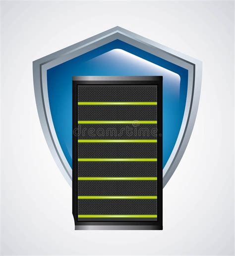 web hosting and shield icon data center design vector graphic stock