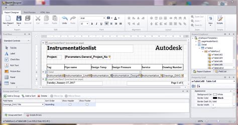 solved creating a instrumentation list with report creator autodesk