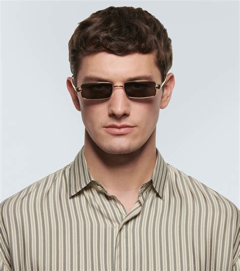 Embellished Rectangular Sunglasses In Gold Cartier Eyewear Collection