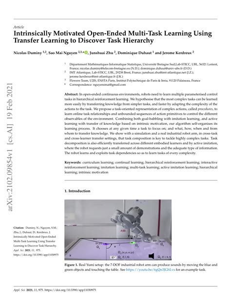 Pdf Intrinsically Motivated Open Ended Multi Task Learning Using