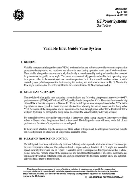 Variable Inlet Guide Vane System Ge Power Systems Download Free Pdf