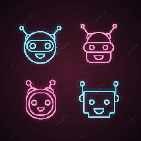 Chatbots Neon Light Icons Set Agent Talkbot Bot Vector Agent Talkbot