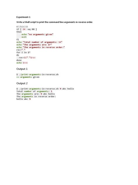 Experiment 1 Write A Shell Script To Print The Command Line Arguments