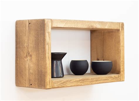Rustic Wall Cube Wooden Box Wall Storage Display Shelves Handmade