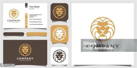 서클 컨셉의 고급스러운 로고 디자인 일러스트 템플릿이있는 라이온 헤드 아이콘 광고에 대한 스톡 벡터 아트 및 기타 이미지