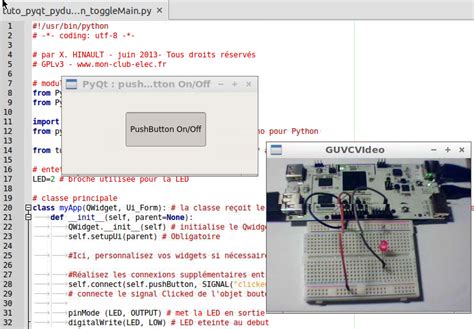 Pyqt Lab Mini Pc Pcduino Lappui Sur Un Bouton Graphique Allume