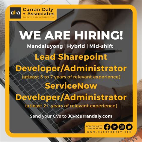 Jade Cyrene C On Linkedin Hiringph Sharepoint Servicenow Administrators Developers