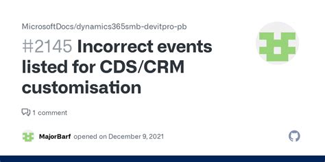 incorrect events listed for cds crm customisation · issue 2145