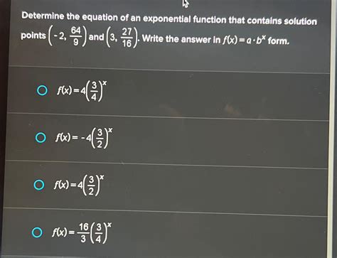 Solved Determine The Equation Of An Exponential Function Chegg
