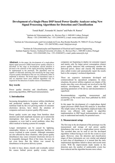 Pdf Development Of A Single Phase Dsp Based Power Quality Analyzer