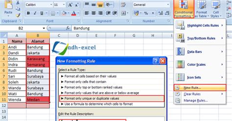 Conditional Formatting Cara Mencari Data Unik Dalam Microsoft Excel Belajar Excel