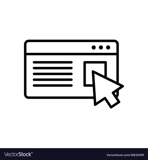 Web Page With Arrow Cursor Icon Line Style Vector Image