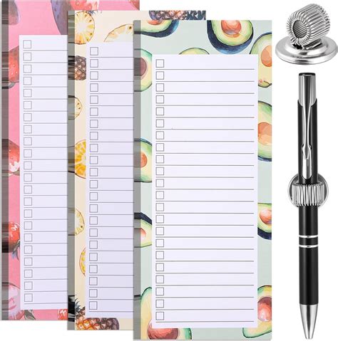 Zuimei 3 Pack Magnetic Shopping List Pads For Fridge And 1 Magnetic Pen