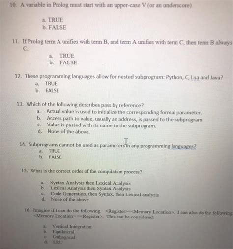 Solved 10 A Variable In Prolog Must Start With An