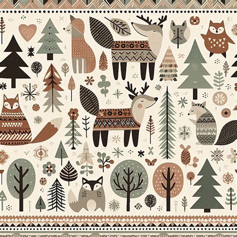 Forest Wildlife And Tree Design Backdrop Background Pattern Forest