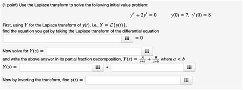 Solved 1 ﻿point ﻿use The Laplace Transform To Solve The