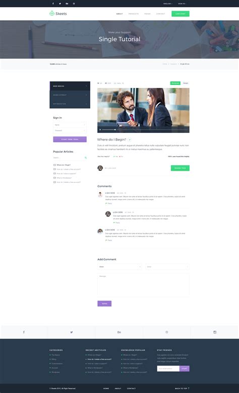 Skeets Helpdesk And Knowledge Base PSD Template By GvimmThemes ThemeForest