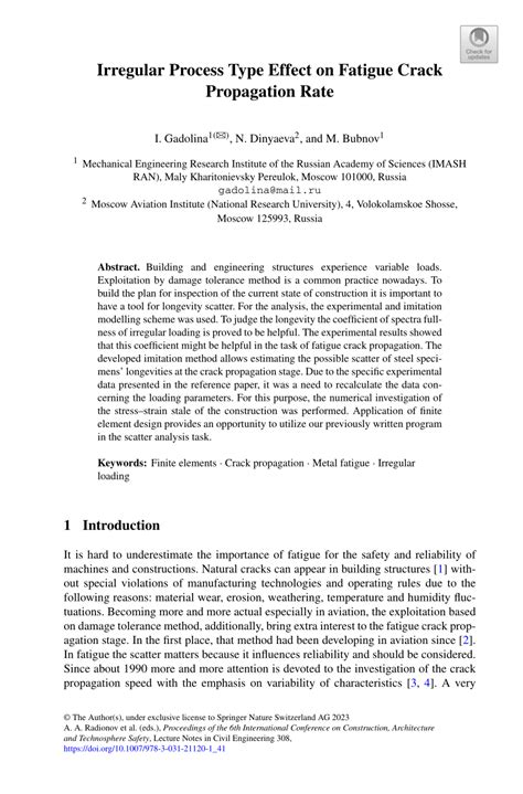 pdf irregular process type effect on fatigue crack propagation rate