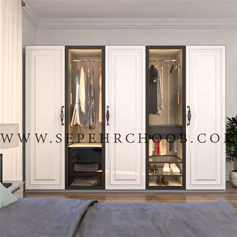 کمد درب شیشه ای مدرن بزرگکمد لباس با پروفیل آلومینیوم با درب شیشه ای