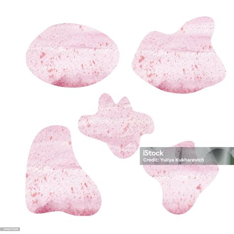 흰색 배경에 다양한 모양의 분홍색 수채화 물방울 세트 격리된 그림입니다 손으로 그리고 튀기고 씻습니다 0명에 대한 스톡 벡터 아트 및 기타 이미지 Istock