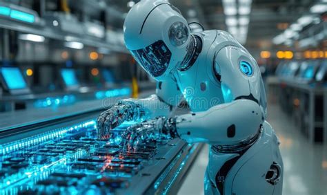 Advanced Robotic System Assembling Components In A High Tech Facility