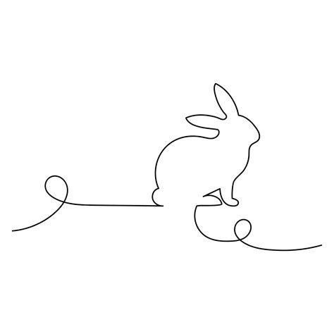 Rabbit Continuous One Line Drawing Outline Vector Illustration Premium Ai Generated Vector