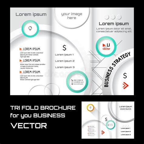 Brochure Folder Leaflet Geometric Circle Abstract Element Blue Color Background Stock Vector