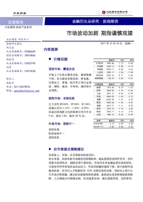 股指期货日报：市场波动加剧期指谨慎观望