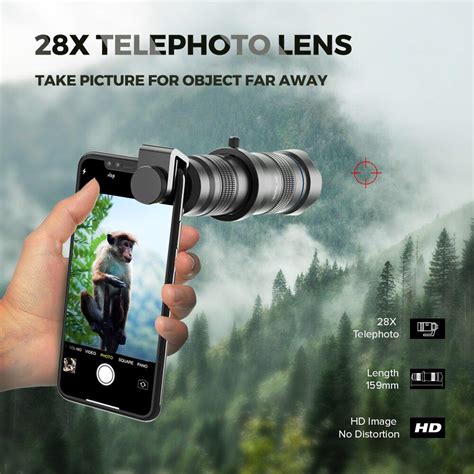 Apexel Оптический объектив для камеры телефона HD 28X телеобъектив с ...