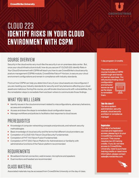 crowdstrike university cloud 223 course syllabus data sheet