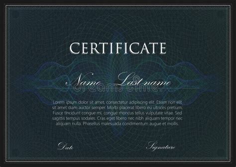 Certificate Template With Guilloche Pattern Stock Vector Illustration