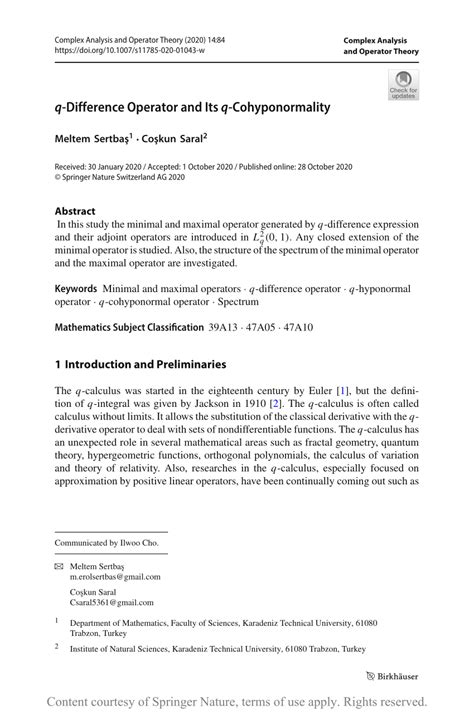 Q Difference Operator And Its Q Cohyponormality Request Pdf