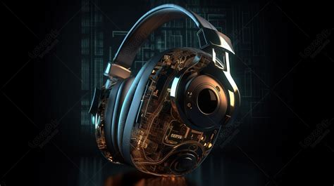 Fm 기술이 적용된 헤드폰의 3d 렌더링된 그림 모바일 기술 배경 오디오 배경 듣기 배경 이미지 Hd 모바일 기술