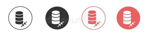 Shrink Database Icon Flat Set In Black And White Color Stock Vector Illustration Of Chemical