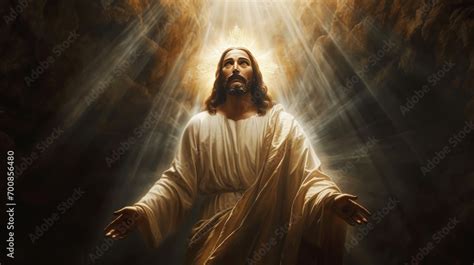 Jesus As The Light Of The World With A Radiant Aura Illuminating The