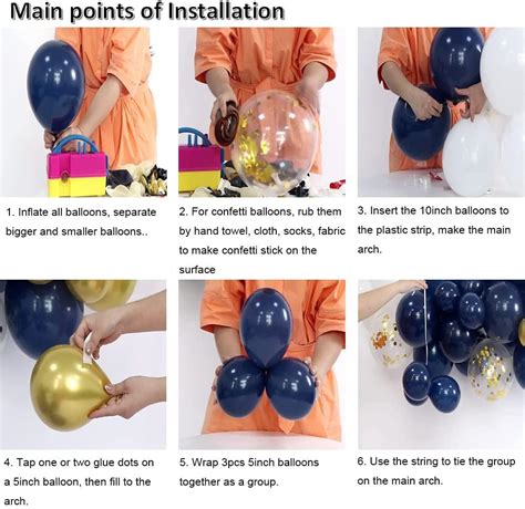 Navy Blue Gold White Balloon Arch Garland Kit 134pcs 4 Size Navy Blue