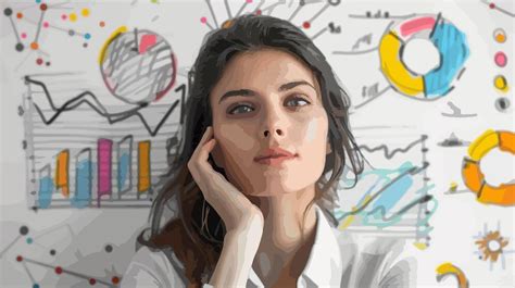 Professional Young Businesswoman Analyzing Graph Data Premium Ai