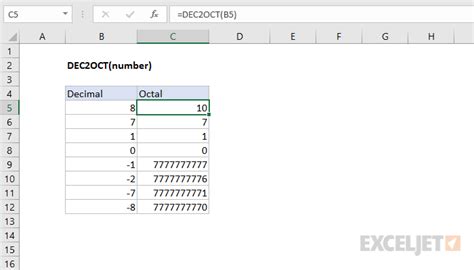 excel dec2oct function exceljet