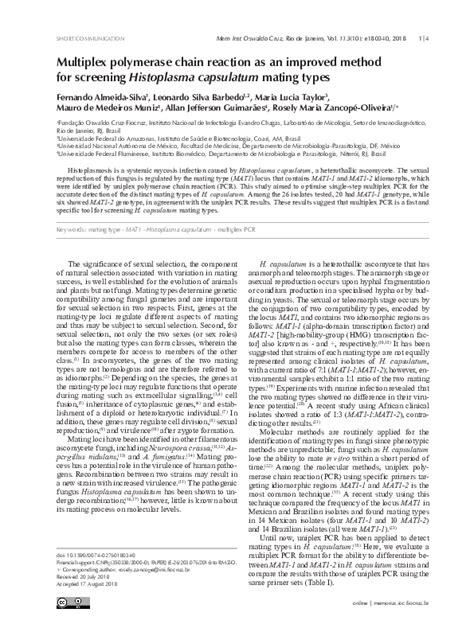 Pdf Multiplex Polymerase Chain Reaction As An Improved Method For