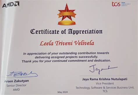 leela triveni velivela on linkedin thanks a lot to tcs and amd for the