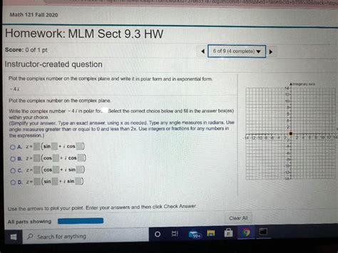 Plot The Complex Number On The Complex Plane And Chegg Com