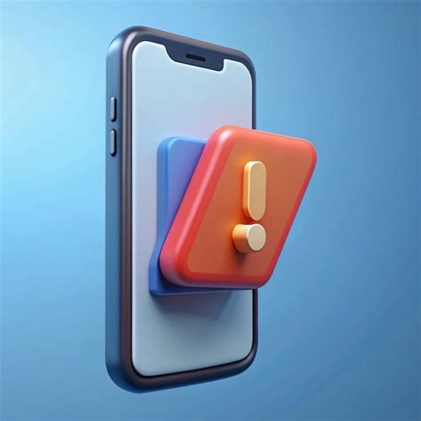 3d Smartphone With Exclamation Sign Mobile Phone Alert Notification Emergency Call Warning Error