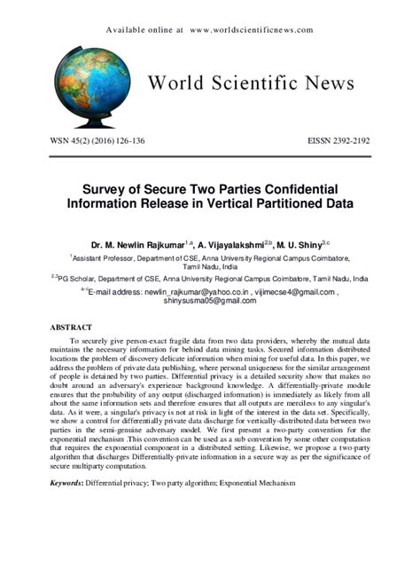 pdf survey of secure two parties confidential information release in