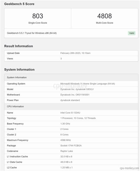 Intel Core I5 1334u Benchmarks And Specs